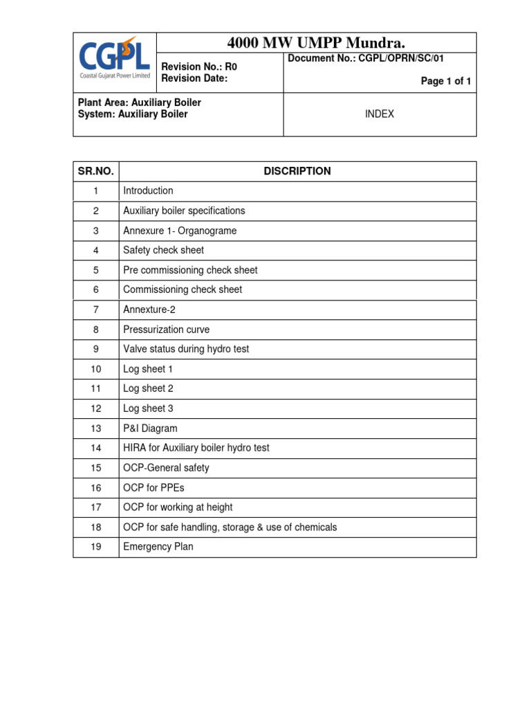 Auxiliary Boiler Hydro Test Procedure-R1 | PDF | Leak | Valve