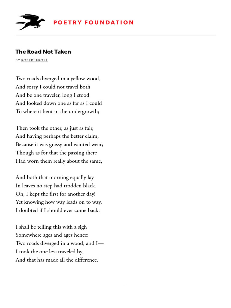 The Road Not Taken - The Poetry Foundation | PDF