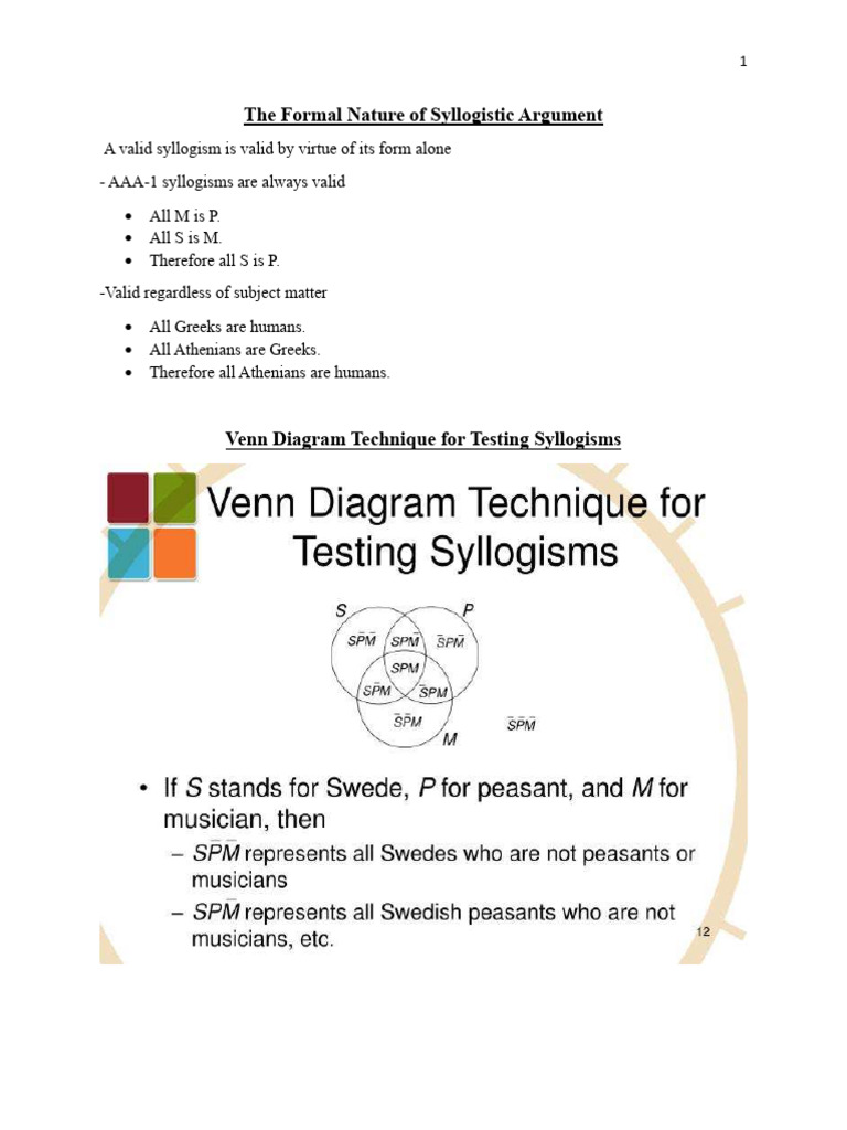Notes of The Formal Nature of Syllogistic Argument and Venn Diagram ...