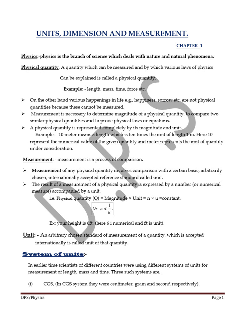 Understanding Units and Measurements in Physics | PDF | International ...