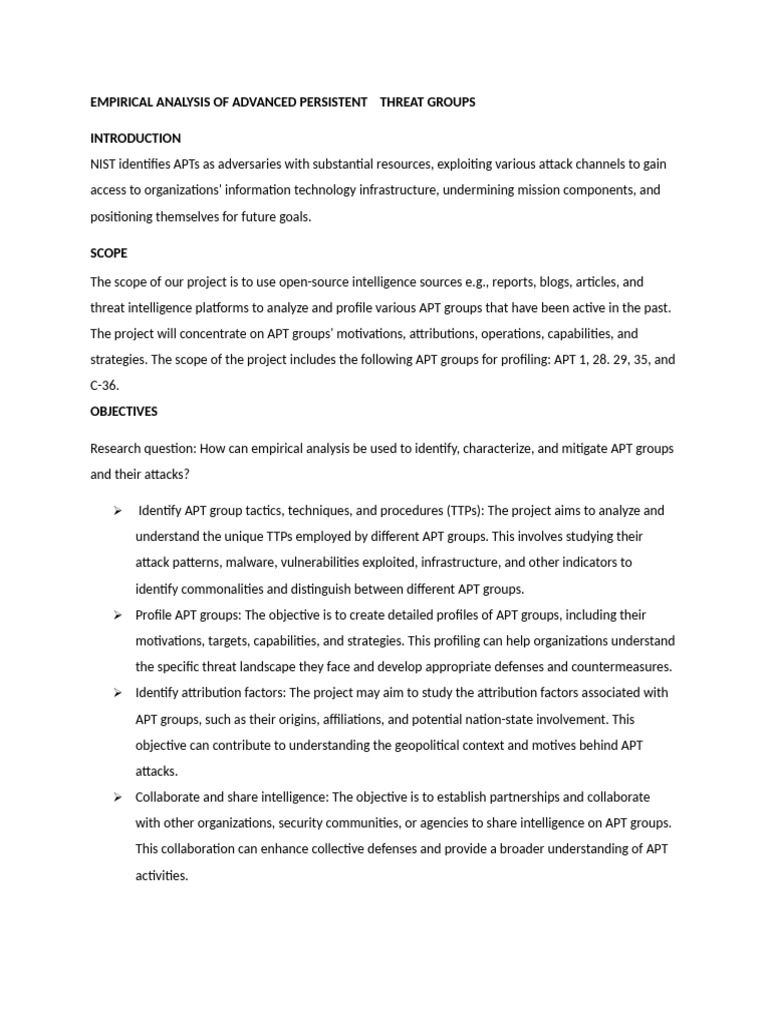 Analyzing Advanced Persistent Threat Groups | PDF | Computer Security ...
