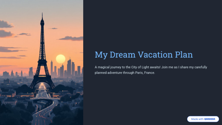 My Dream Vacation Plan | PDF