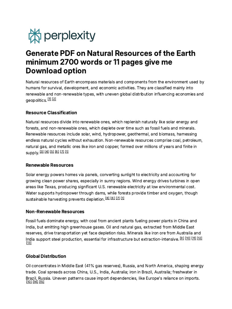 Overview of Earth's Natural Resources | PDF | Renewable Energy ...