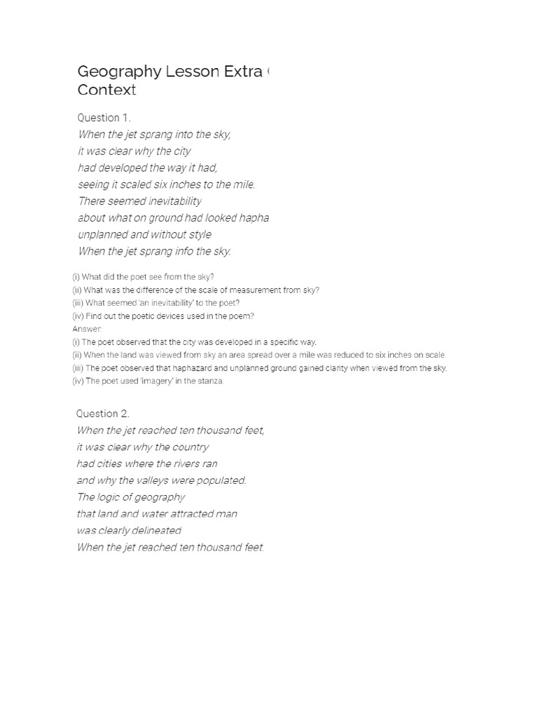 GR 8 Geograpy Lesson Poem Extracts | PDF