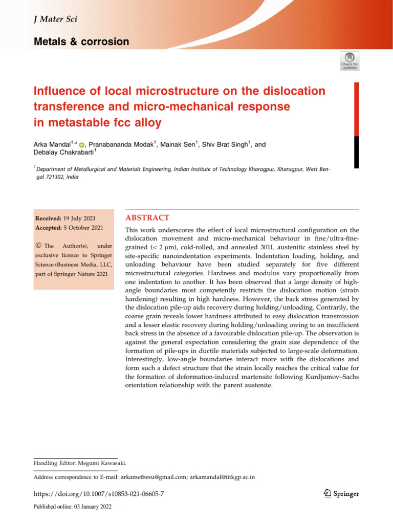 Microstructure Effects on Dislocation in Alloys | PDF | Plasticity ...