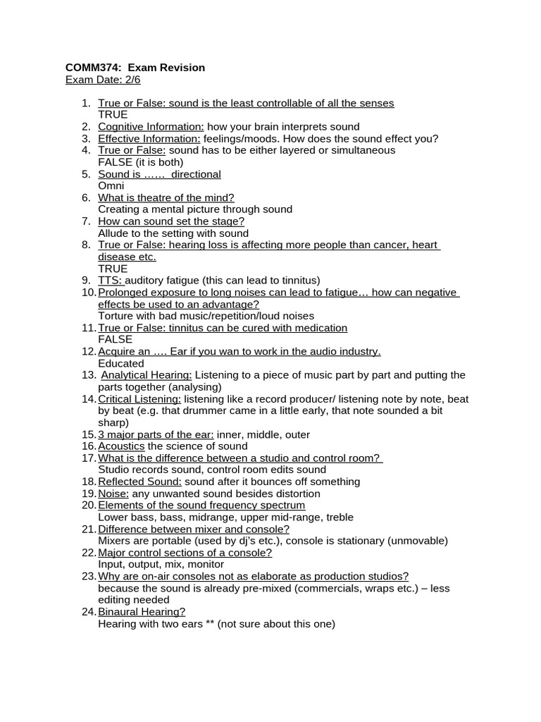 Audio Production Exam Revision | PDF | Sound | Noise