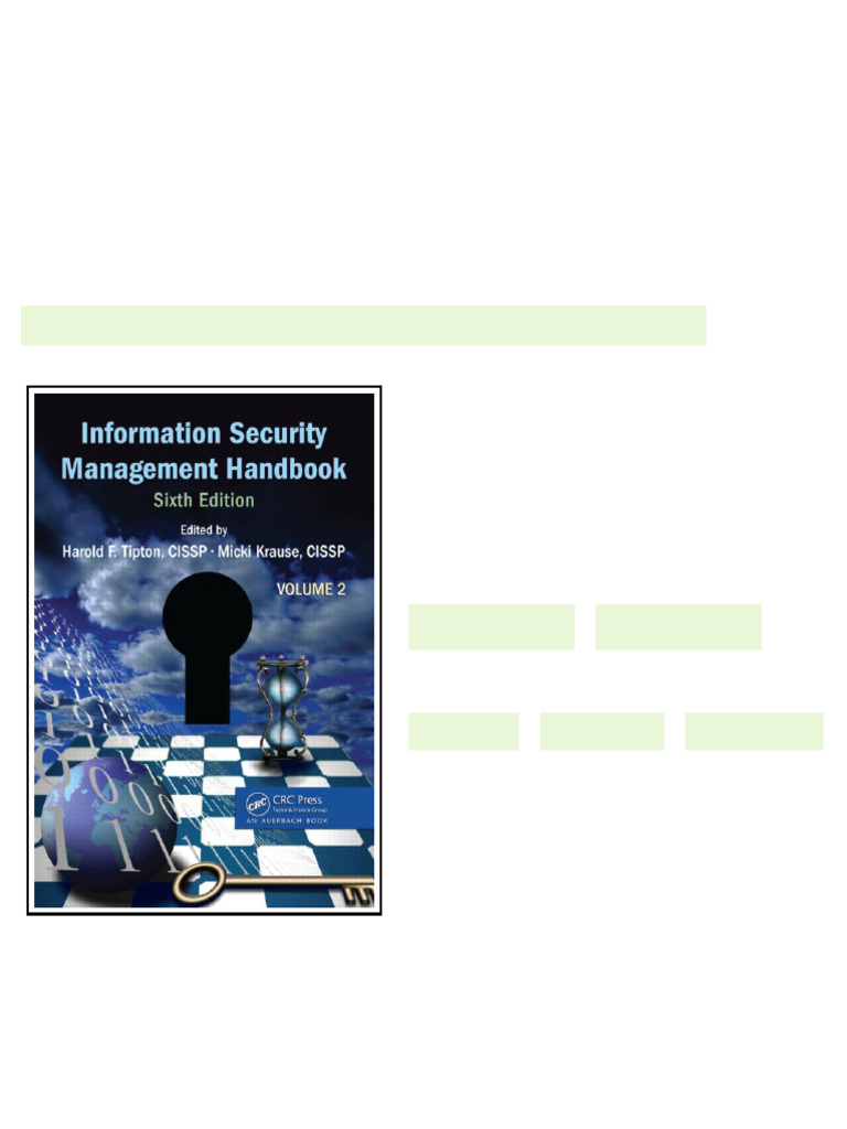 Information Security Management Handbook 6th Edition Harold F. Tipton - Ebook and Textbook ...