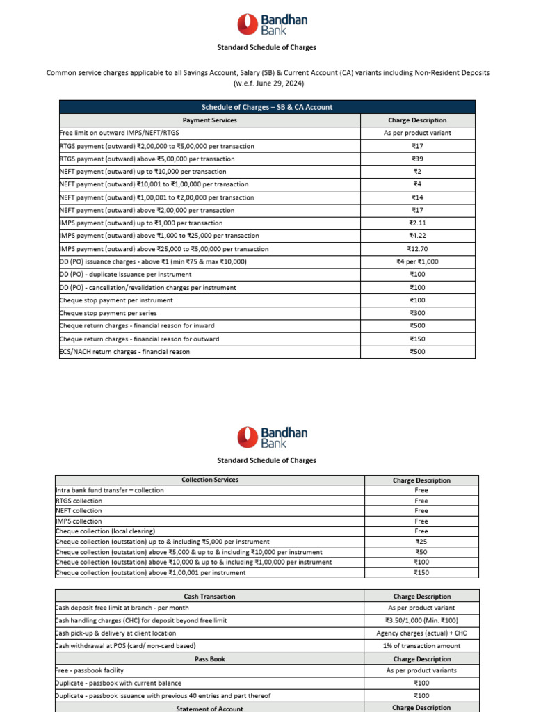 Standard Charges for Bank Accounts | PDF | Debit Card | Visa Inc.