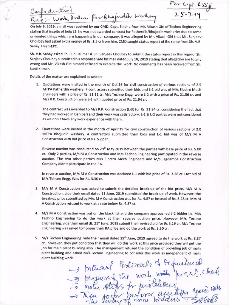 Revised Note Sheet For Civil Works | PDF