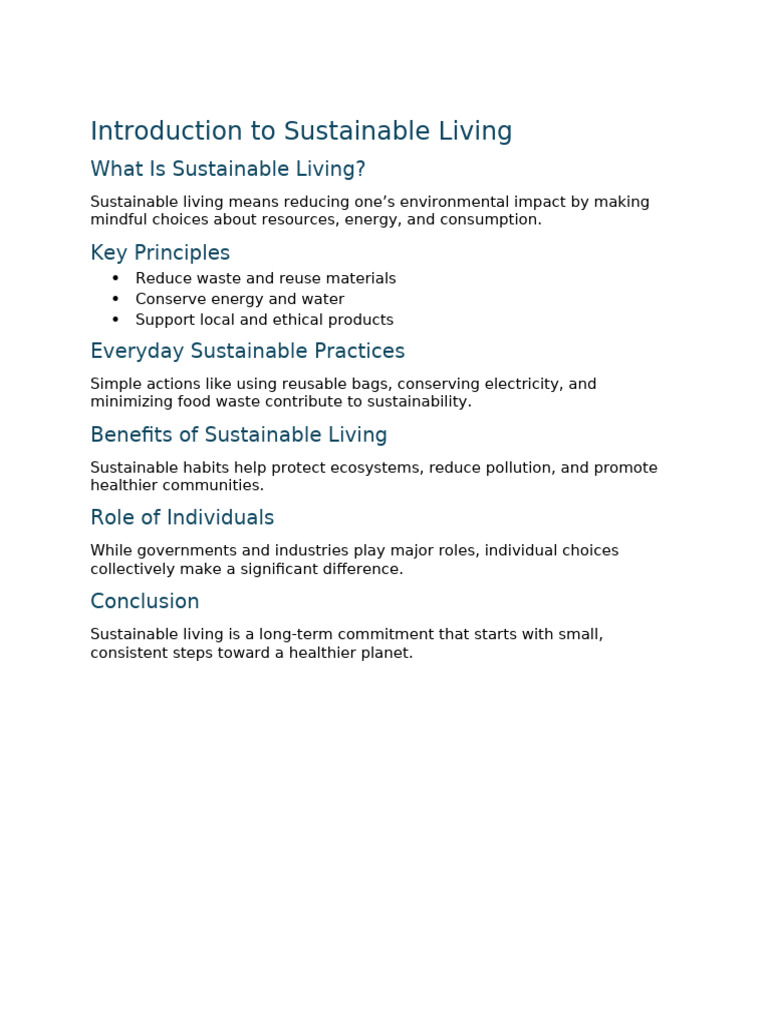 Guide to Sustainable Living Practices | PDF
