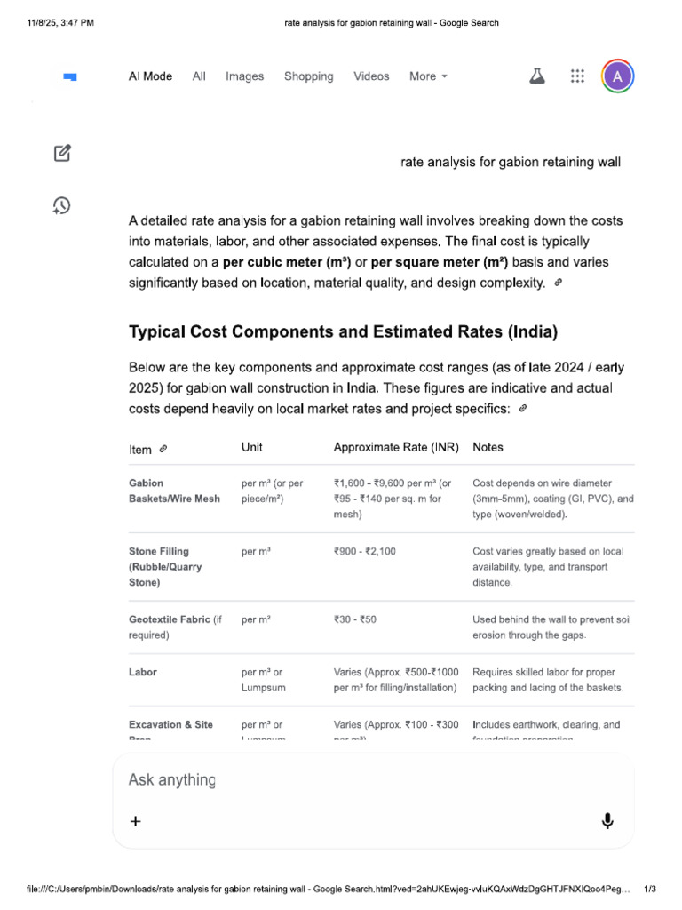 Gabion Rate | PDF