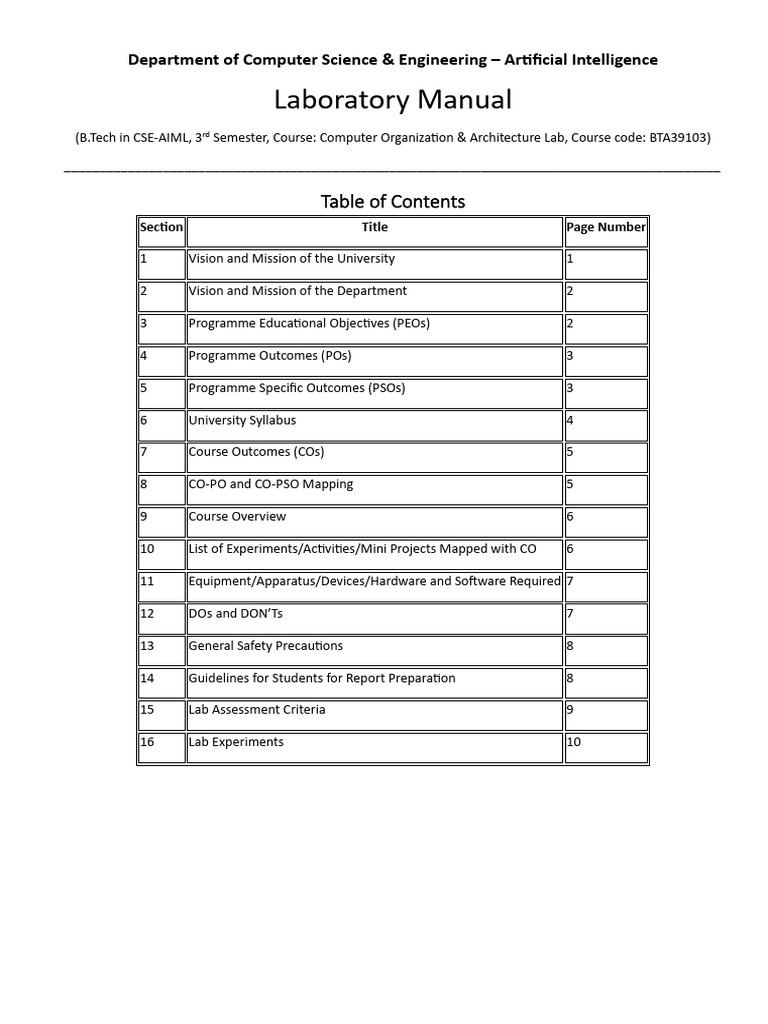 Lab - Manual COA Odd Sem 2025 | PDF | Hardware Description Language | Vhdl