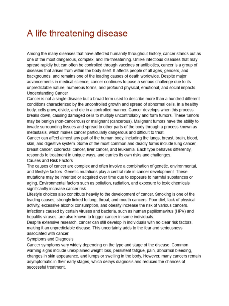 Understanding Life-Threatening Cancer | PDF | Cancer | Preventive ...