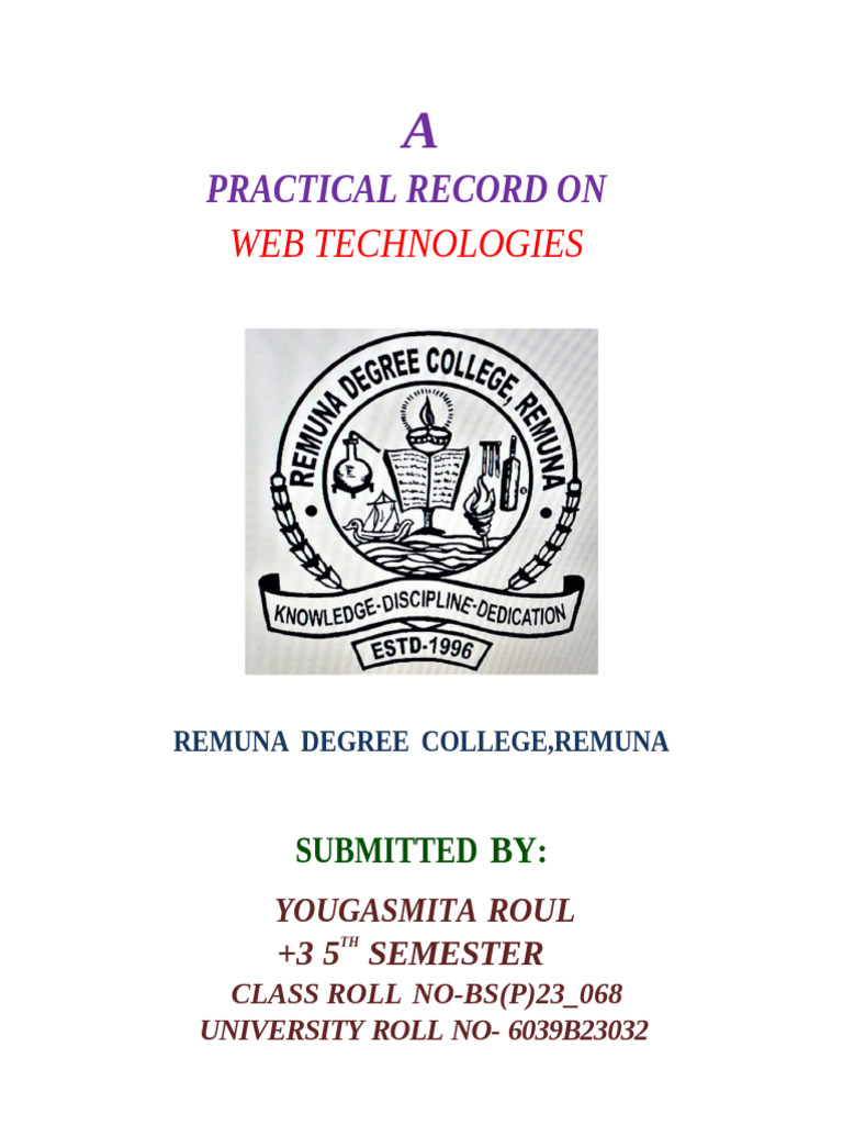 Practical Record On: Web Technologies | PDF