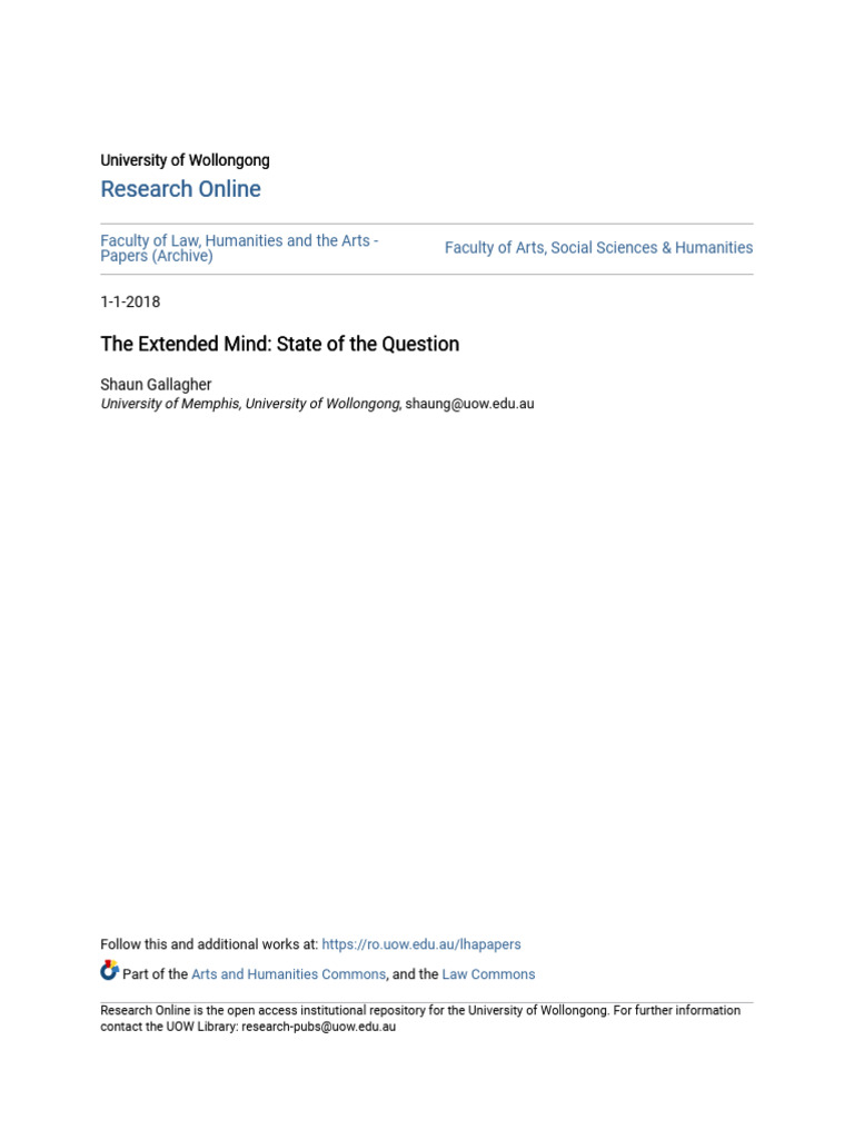The Extended Mind | PDF | Mind | Causality