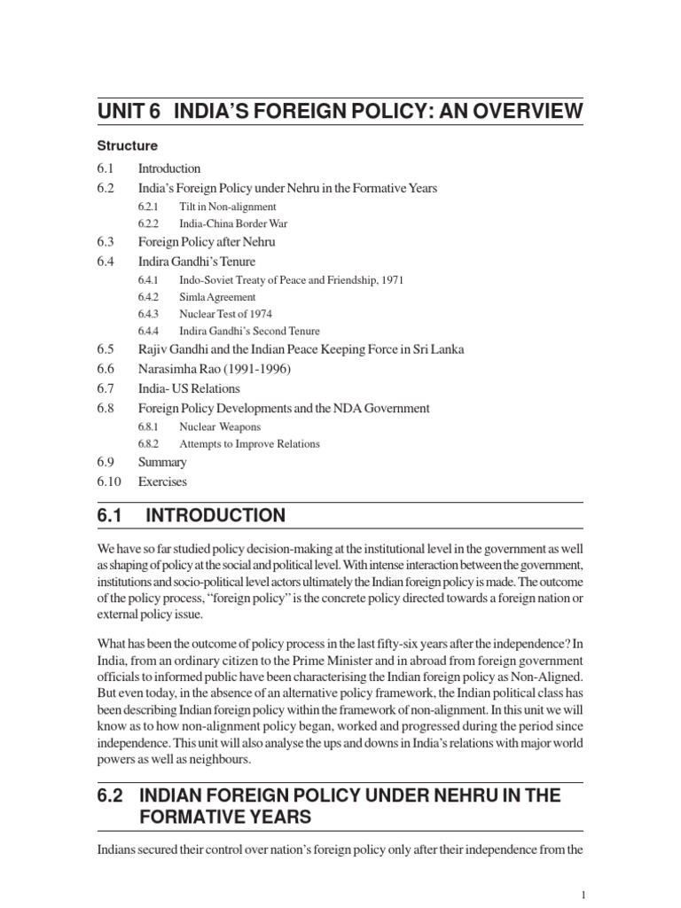 India's Foreign Policy-An Overview | PDF | Politics