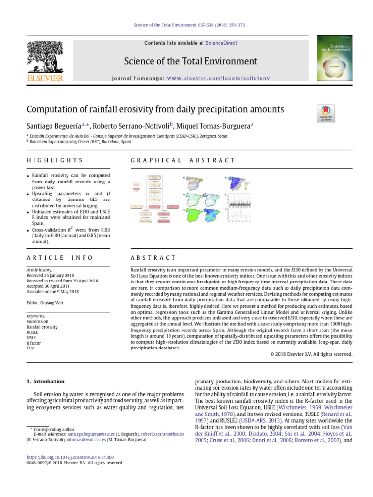 Rainfall Erosivity from Daily Data | PDF | Bias Of An Estimator ...