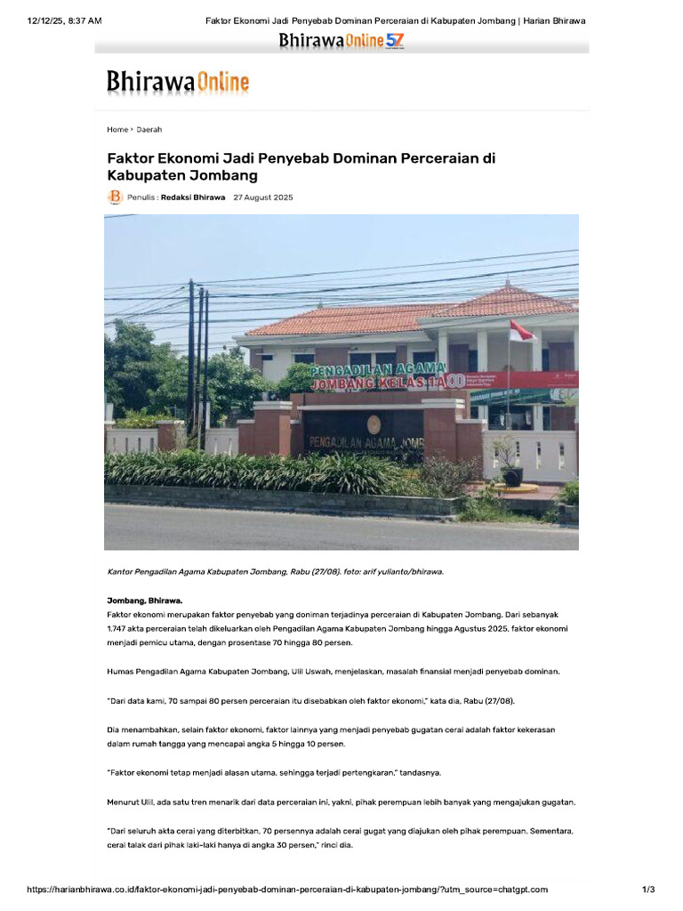 Faktor Ekonomi Jadi Penyebab Dominan Pe.. | PDF