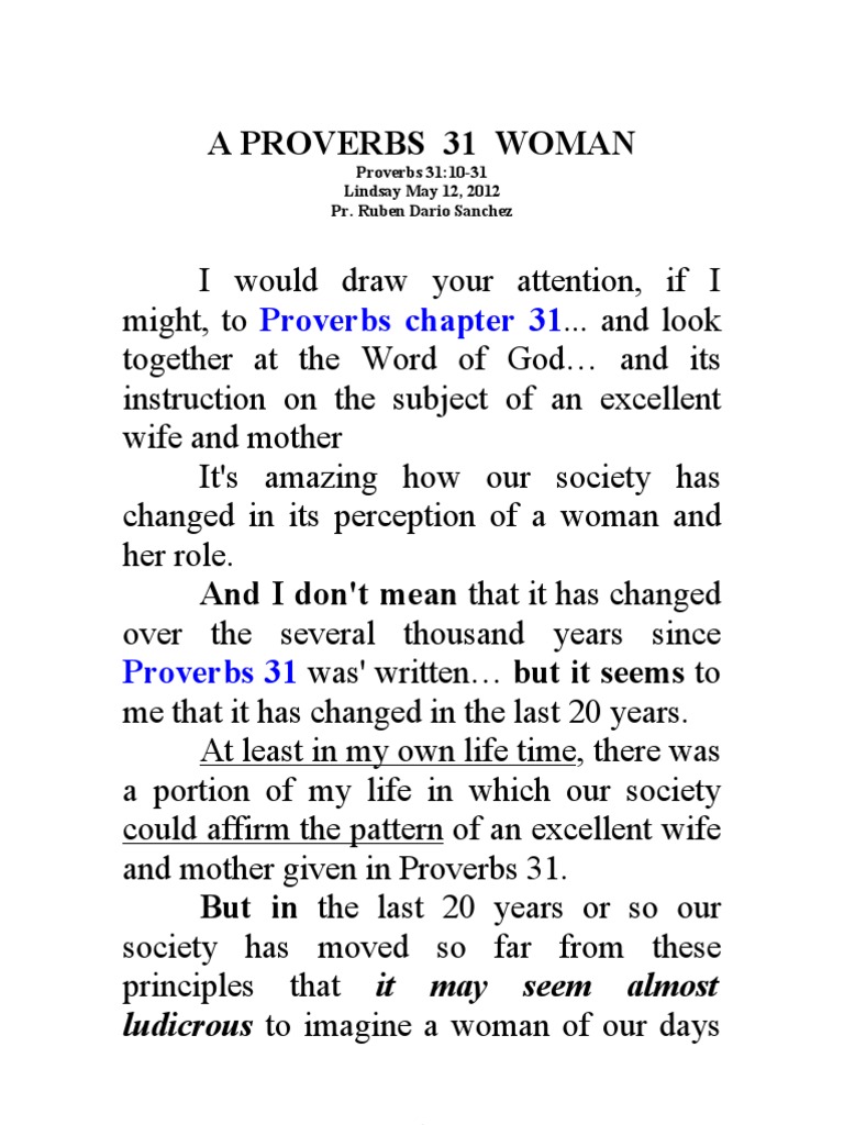 A Proverbs 31 Woman | PDF | Book Of Proverbs | Housewife