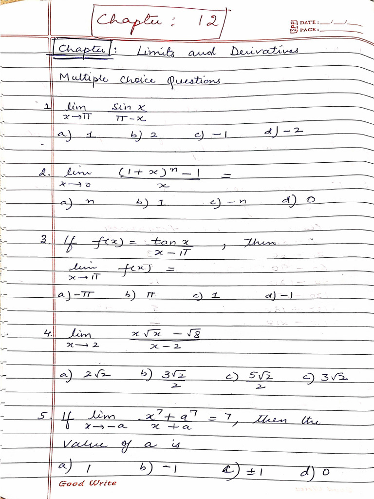 Limits and Derivatives | PDF