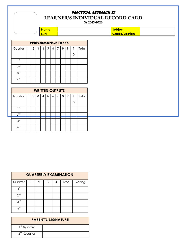 Learner's Individual Record Card | PDF