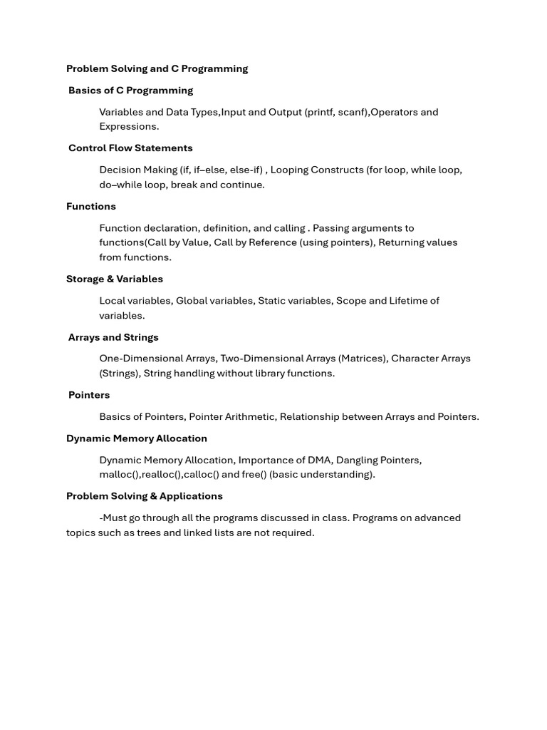 C Programming Problem Solving Guide | PDF