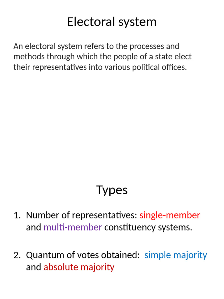 Overview of Electoral Systems and Methods | PDF | Voting | Two Round System