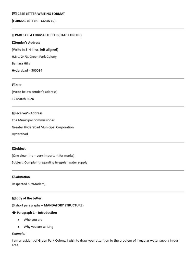 Cbse Letter Writing Format | PDF | Literacy | Chart