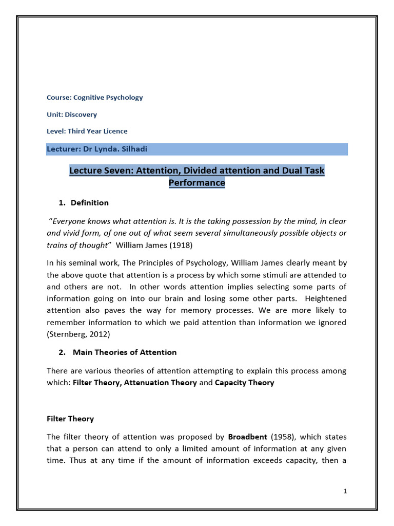 Understanding Attention in Psychology | PDF | Attention ...