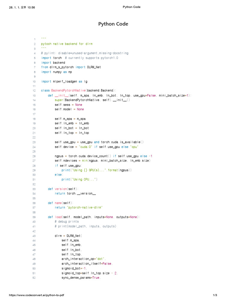 Python Code: """ Pytoch Native Backend For DLRM """ | PDF | Graphics ...