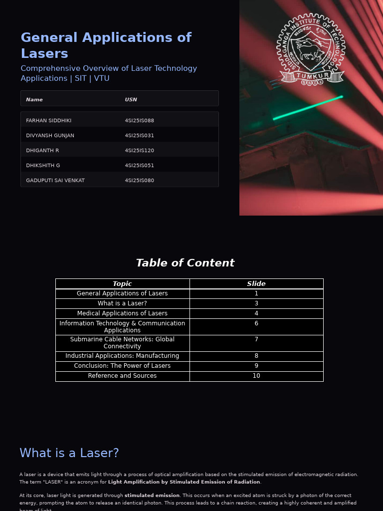 General Applications of Lasers Updated | PDF | Laser
