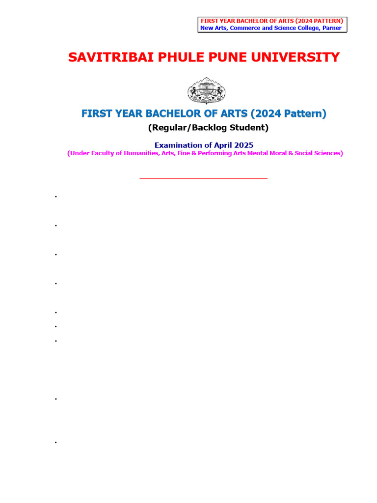 BA First Year Exam Schedule 2025 | PDF