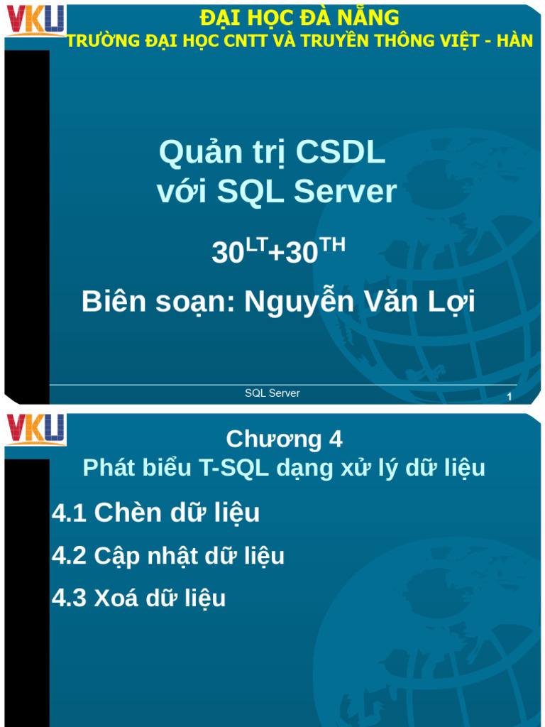 QT CSDL Voi SQL Server - CHUONG 4-PHAT BIEU T-SQL DANG XU LY DU LIEU | PDF