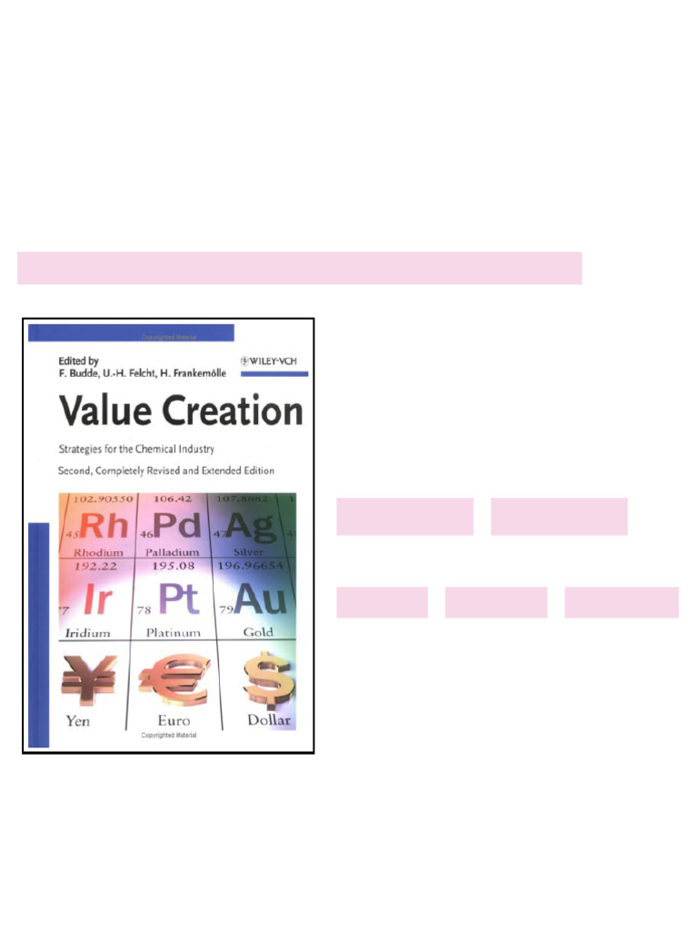 Value Creation Strategies For The Chemical Industry 2nd Edition Florian ...