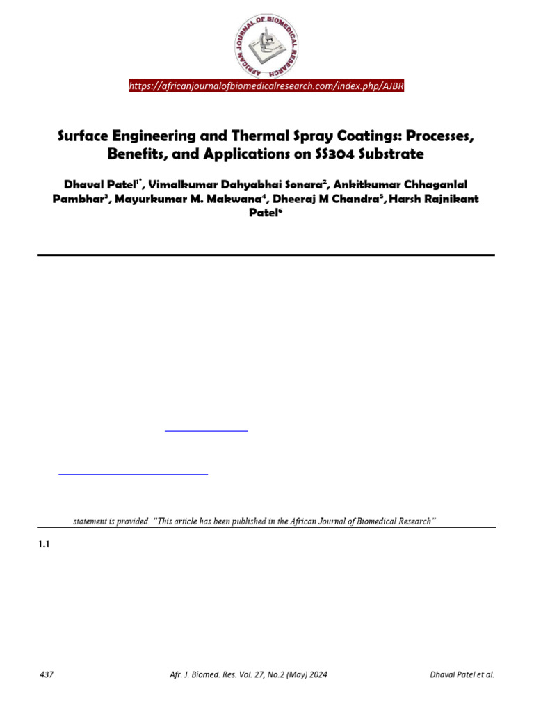 Thermal Spray Coatings on SS304 Substrate | PDF | Wear | Metals