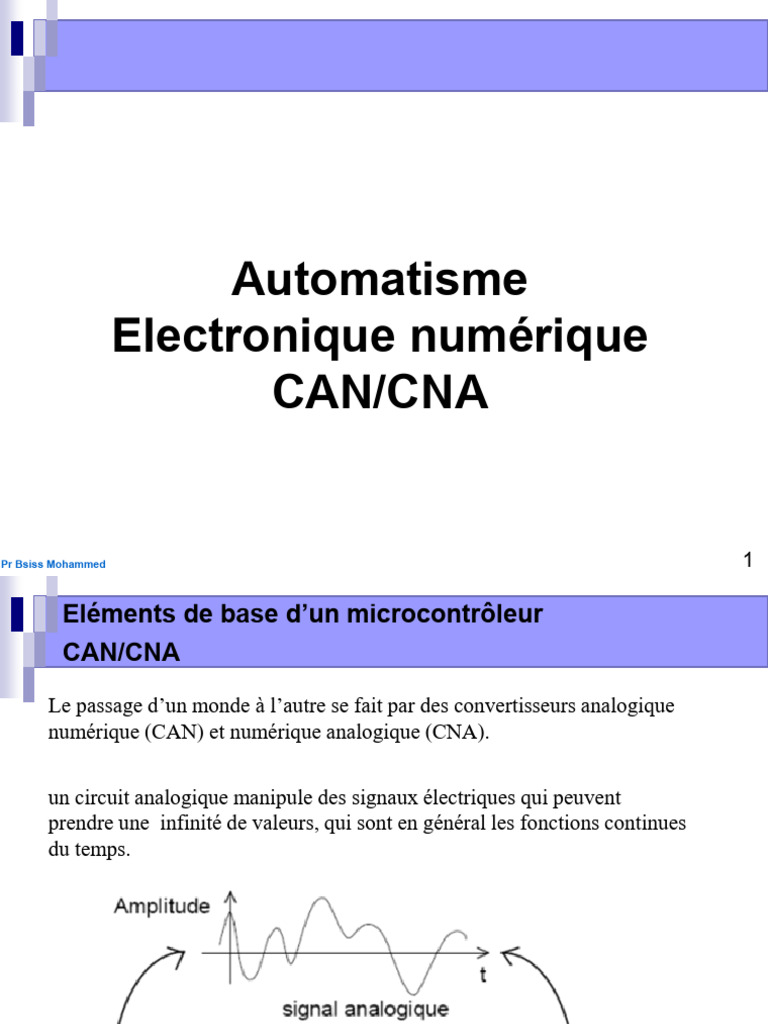Conversion Analogique-Numérique et CNA | PDF | Convertisseur analogique ...