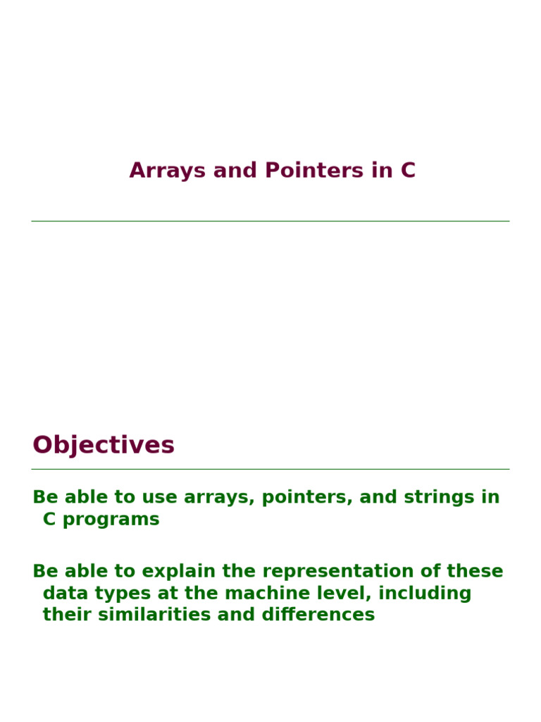 Arrays and Pointers | PDF | Pointer (Computer Programming) | Computer Data