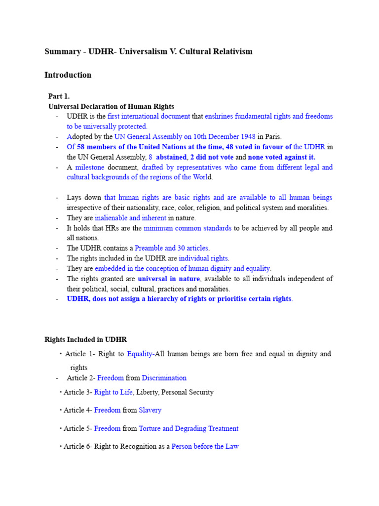 4.b. Summary - Universalism v. Cultural Relativism-1 | PDF | Relativism ...