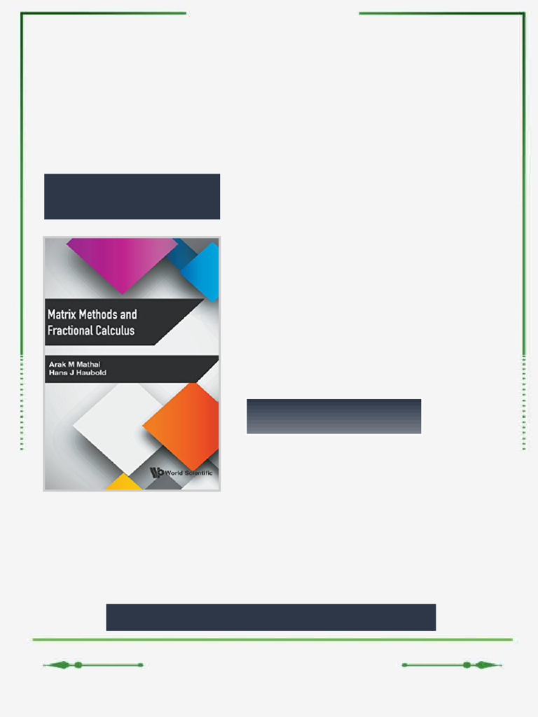 Matrix Methods and Fractional Calculus 1st Edition Arak M Mathai Ebook ...