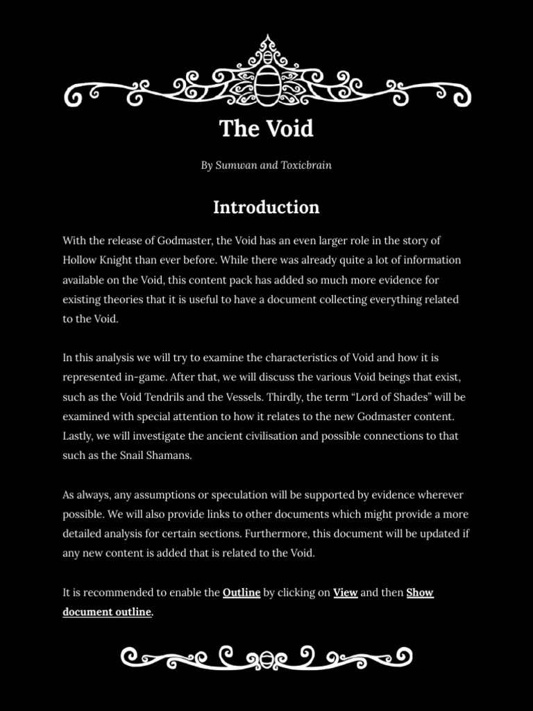 Exploring the Void in Hollow Knight | PDF