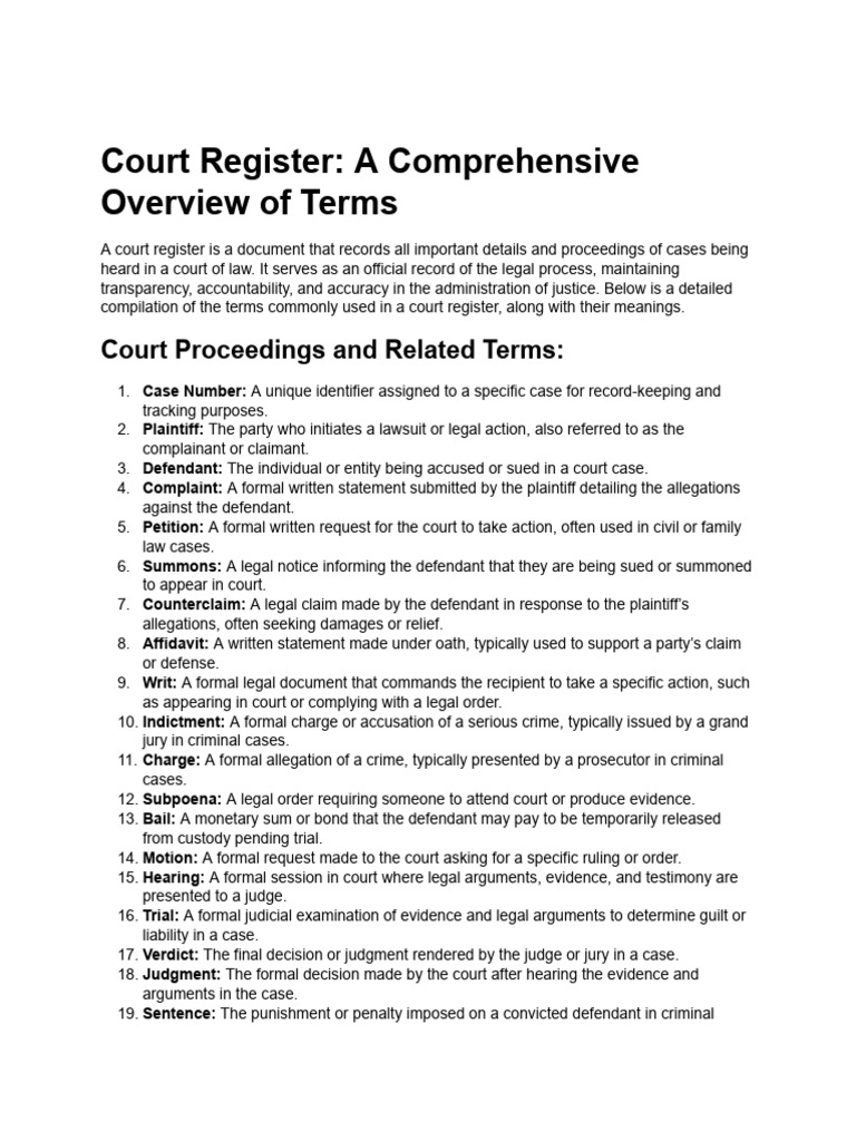 Court Register ® | PDF | Lawsuit | Trials