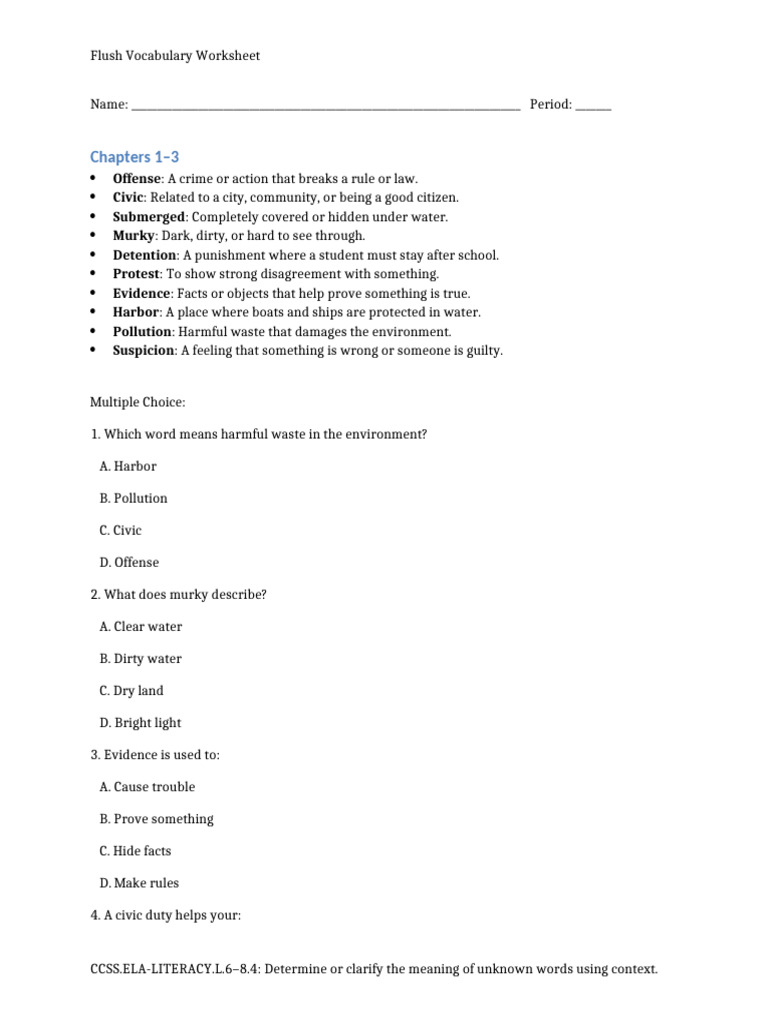 Flush Vocabulary Worksheets2025 | PDF | Crimes | Crime & Violence
