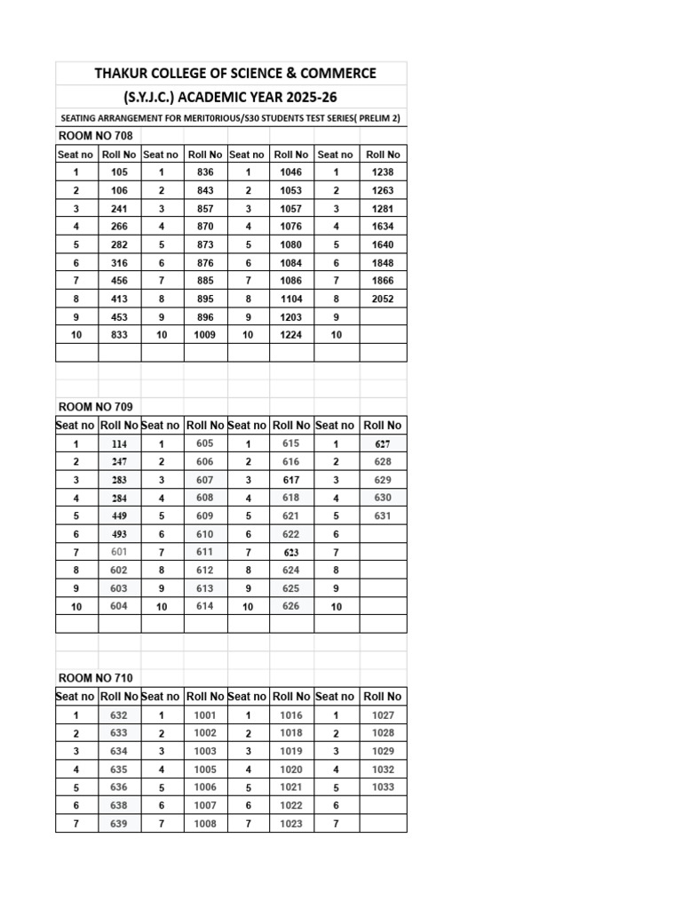 Seating Arrangement Prelim 2 | PDF