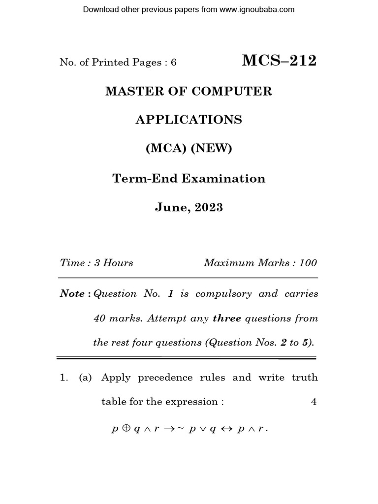 Discrete Mathematics Exam Paper June 2023 | PDF | Logic | Truth