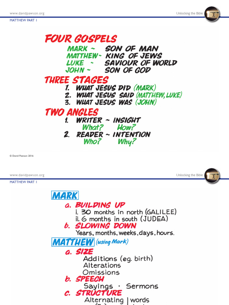 Unlocking the Bible: Matthew Parts 1 & 2 | PDF