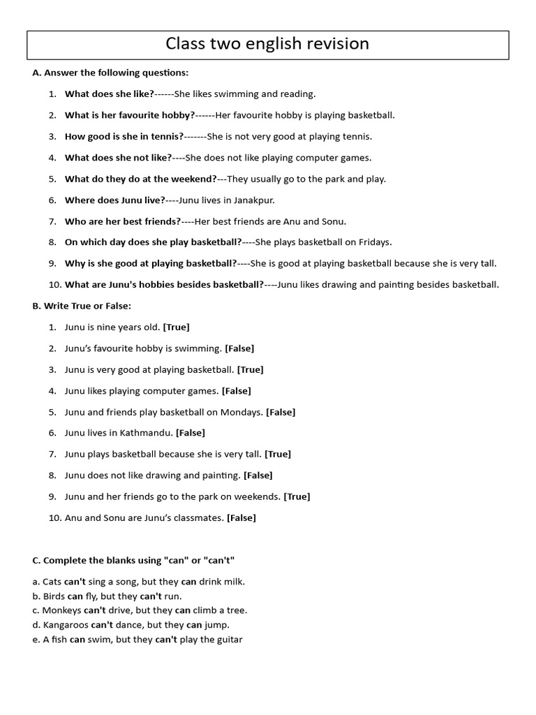 Class 2 English Print READY | PDF