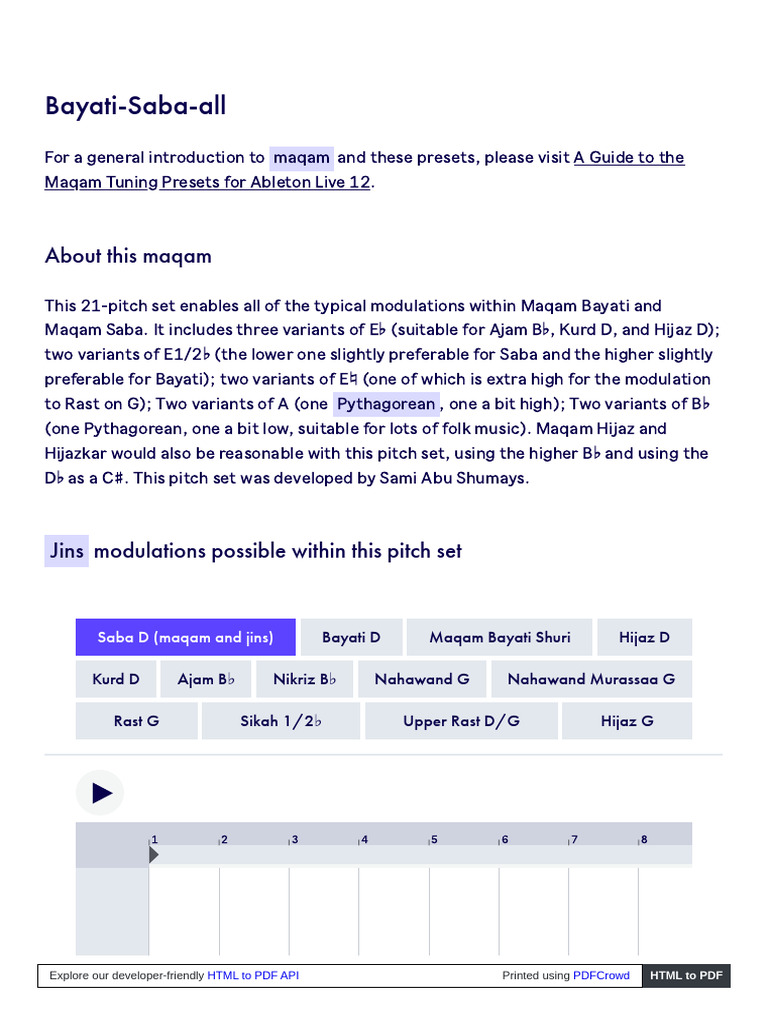 Tuning Ableton Com Arabic Maqam Bayati Saba All | PDF | Pitch (Music ...
