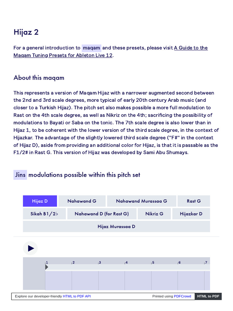 Maqam Hijaz Tuning Presets Guide | PDF | Pitch (Music) | Musical Scales