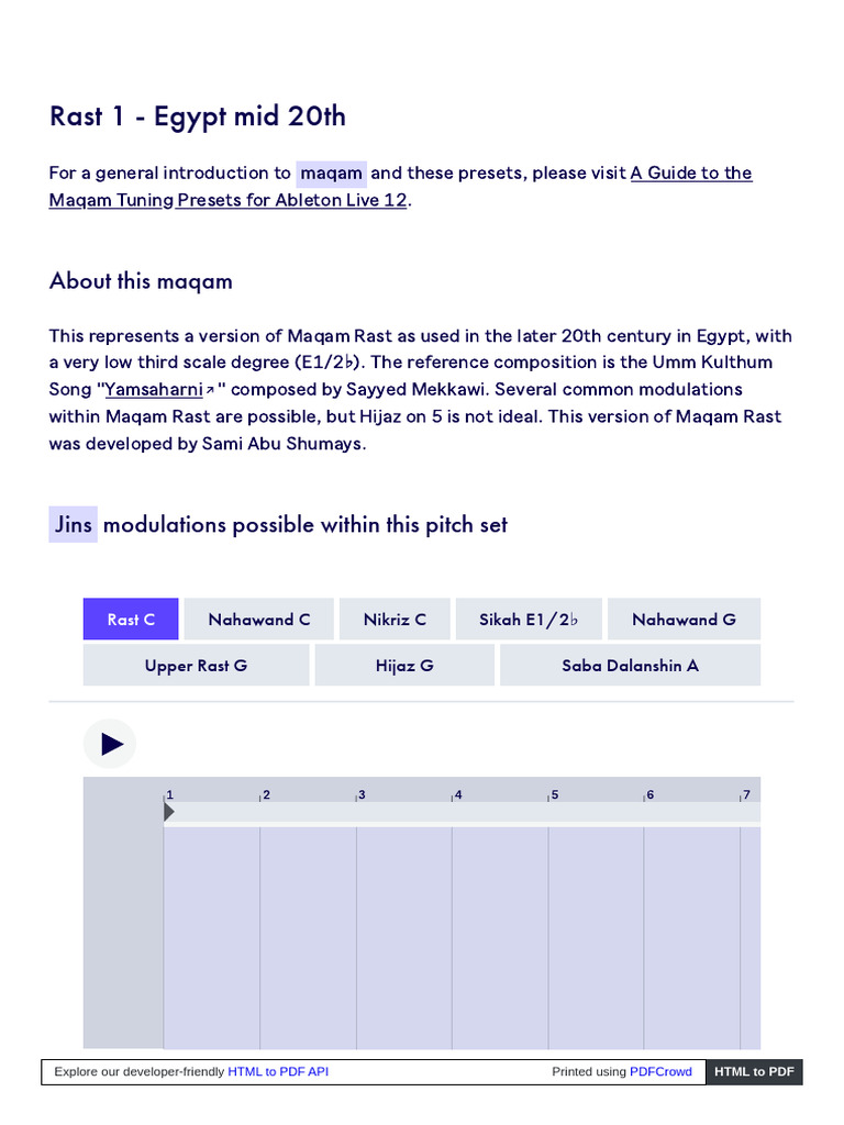 Tuning Ableton Com Arabic Maqam Rast 1 Egypt Mid 20th | PDF | Melody ...