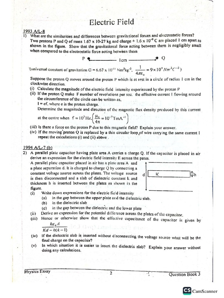 Physics Classified Essay Electric Field English | PDF